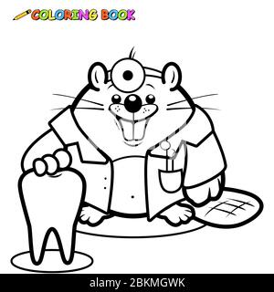 Cartoon beaver dentist with clean teeth. Beaver dentist doctor Stock ...