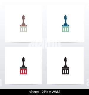 Plant brush vector logo paint. Garden renovate vector logo concept ...