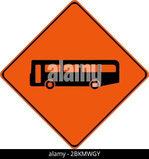 Warning sign with bus symbol Stock Photo - Alamy