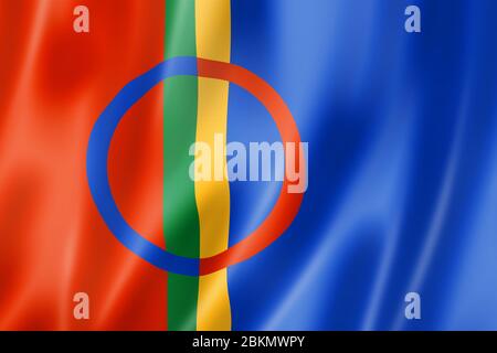 Sami ethnic flag, Lapland. 3D illustration Stock Photo - Alamy