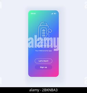 Metronome application smartphone interface vector template. Mobile app ...