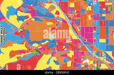 Colorful vector map of Chino, California, USA. Art Map template for ...