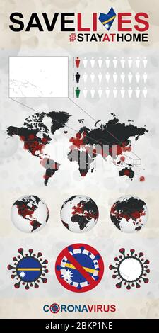 Corona virus in Oceania sign. Round badge with shape of virus and ...