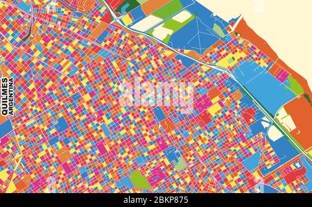 Colorful vector map of Quilmes, Argentina. Art Map template for ...