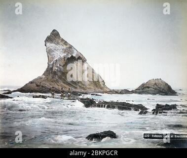 19th century vintage photograph - Eboshi Iwa, rock, Enoshima, Japan ...