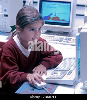 1990s Junior Computer class. Junior school blond studious attentive ...