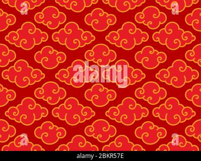 Chinese clouds smoke vector seamless pattern. Japanese, oriental style ...