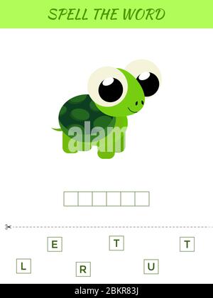 Spelling word scramble for word turtle illustration Stock Vector Image ...