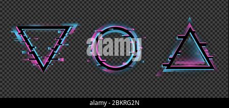 distorted Geometric frames. Color change of a triangular and round ...