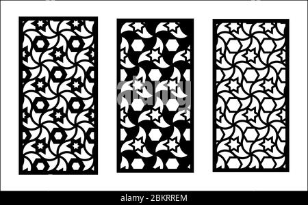 Jali decorative vector panels design. Cnc template set. Laser pattern. Set of geometric screens ...