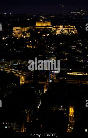 Nightscape of the Acropolis of Athens Greece Stock Photo - Alamy