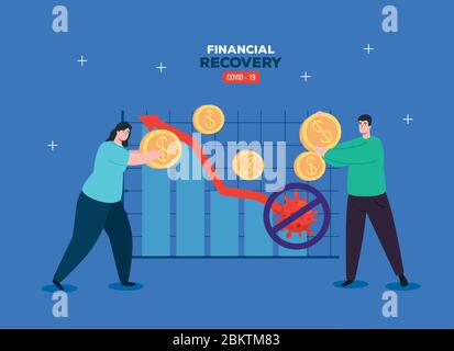 couple with infographic of financial recovery Stock Vector Image & Art ...