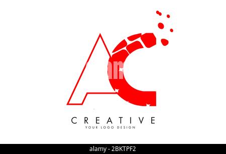 Letters AS A S Design with red shattered blocks. AB A B Icon with ...