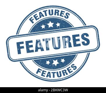 features stamp. features label. round grunge sign Stock Vector Image ...