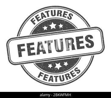 features stamp. features vintage gray label. Sign Stock Vector Image ...