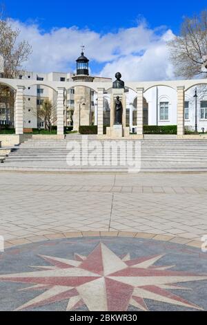 Genoese Lighthouse & Mihai Eminescu Statue, Constanta, Dobruja Region ...