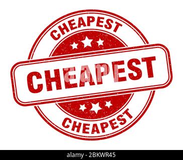 cheapest stamp. cheapest round sign. label on transparent background ...