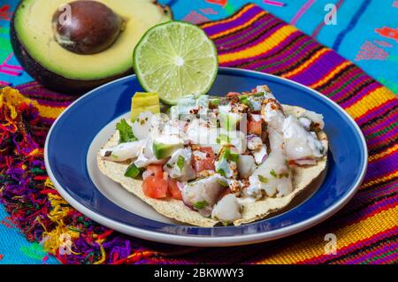 Mexican fish ceviche with crispy fried tortillas Stock Photo - Alamy