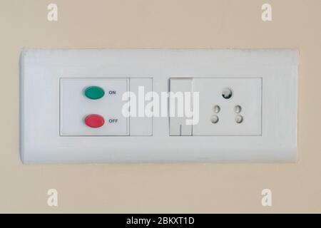 Modern modular switchboard with on/off switch, 3 pin sockets and fan ...