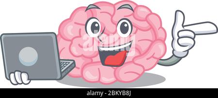 Brain student cartoon character studying with pencil Stock Vector Image ...