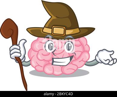 human brain sneaky and tricky witch cartoon character Stock Vector ...