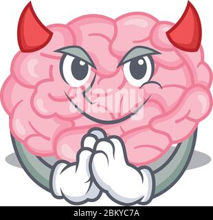 Human brain dressed as devil cartoon character design style Stock ...