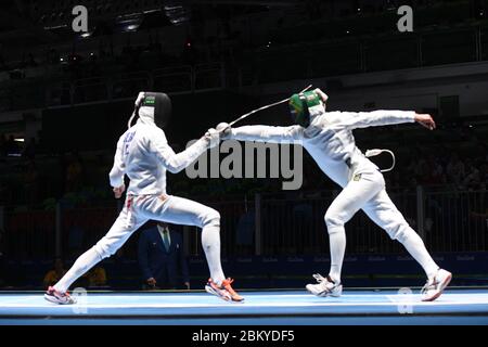 Fencing competition during the 2016 Olympic Games Stock Photo - Alamy