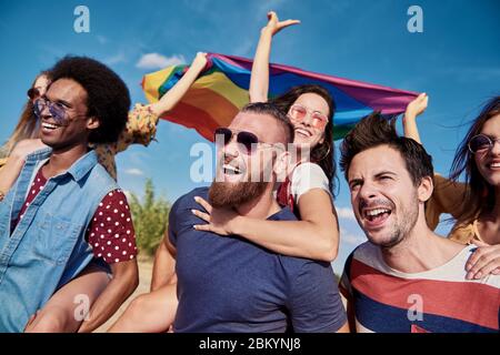 Group of best friends having fun at swimming pool outdoors Stock Photo ...