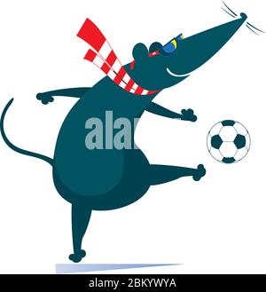 Cartoon rat or mouse plays football illustration. Cartoon rat or mouse ...