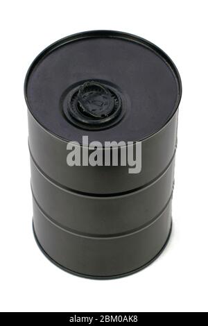 black iron barrel isolated on white background Stock Photo - Alamy