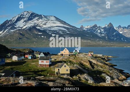 Colorful houses in the settlement of Tasiusaq Greenland Stock Photo - Alamy