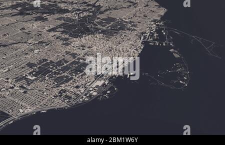Toronto, Canada city map 3D Rendering. Aerial satellite view Stock ...