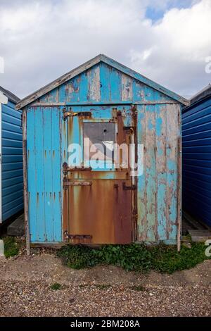 Neglected Beach Huts in Sand Dunes Stock Photo - Alamy