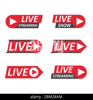 Live Stream signs set. Emblem, logo. Vector Illustration Stock Vector ...