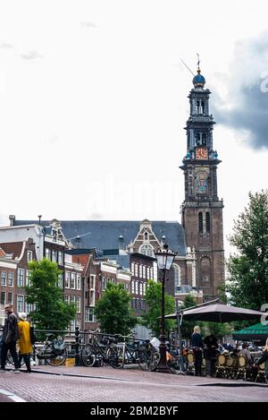 Westerkerk Church tower and street in Amsterdam Stock Photo - Alamy