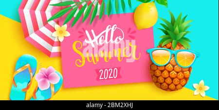 Hello summer 2020 bright greeting banner Stock Vector Image & Art - Alamy