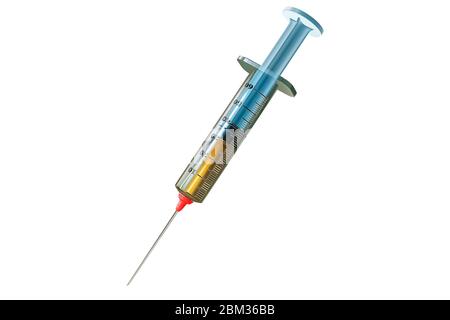 Medical syringe with a needle for vaccination. 3D Rendering Stock Photo ...