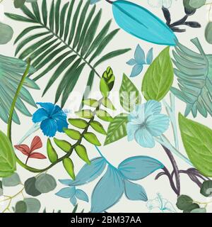 Exotic tropical hawaiian summer. Palm beach tree leaves jungle ...