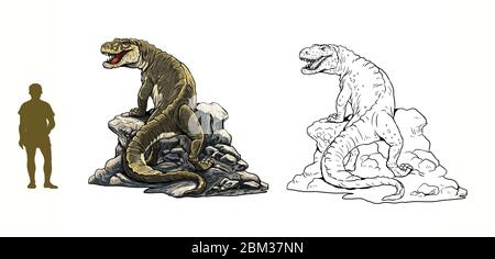 Dinosaur coloring page for kids. Kids animal art Stock Photo - Alamy