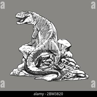 Carnivorous dinosaur - Postosuchus. Dino isolated drawing. Prehistoric ...