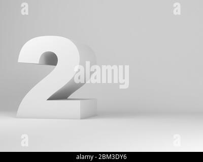 white isolated number 2 two in white background with shadow Stock Photo ...