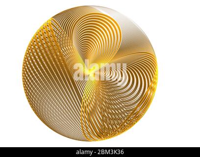 Abstract golden disk - computer-generated image. Fractal background ...