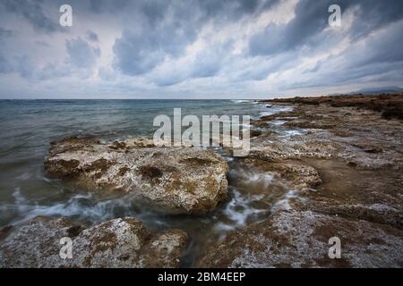 Long exposure seascape of Mediterranean Sea, at sunset Stock Photo - Alamy