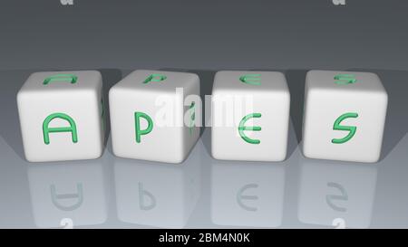 alphabetic Animals arranged by cubic letters on a mirror floor, concept ...