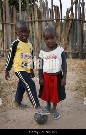 Children playing near the Gunjar Project, Gunjar, Gambia Stock Photo ...