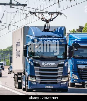 Erzhausen, Germany. 07th May, 2020. A Scania R450 hybrid tractor unit ...