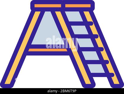 wide staircase with large platform upstairs icon vector outline ...