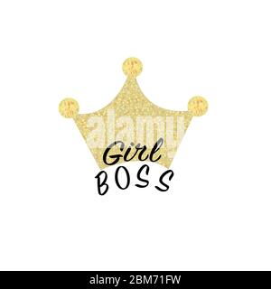 Lady boss - Feminism slogan with hand drawn lettering. Print for poster ...