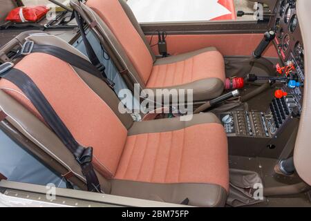 Cockpit of Croatian Air Force ZLIN 242 L basic trainer aircraft Zemunik ...