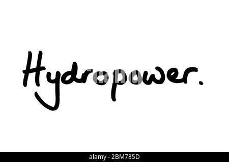 Hydropower handwritten on a white background Stock Photo - Alamy
